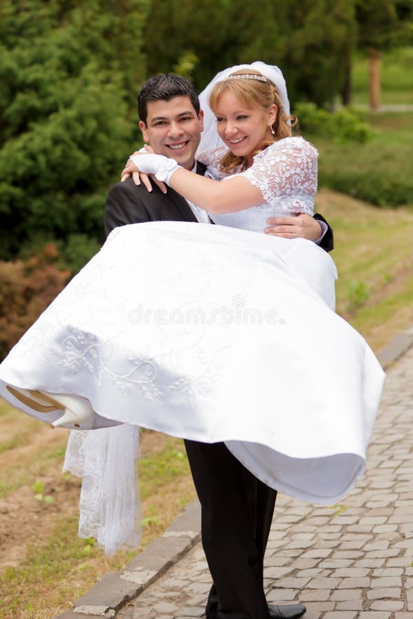 Bride and Groom at the Wedding Stock Image - Image of groom, outdoors ...