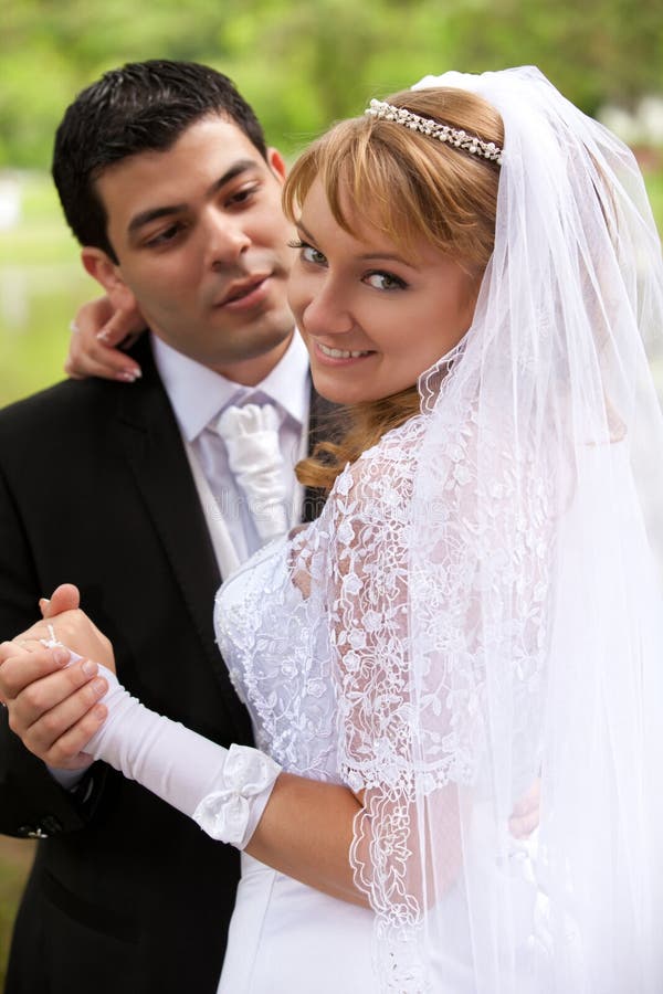 Groom Looking at Bride with Love Stock Image - Image of enjoying, latin ...