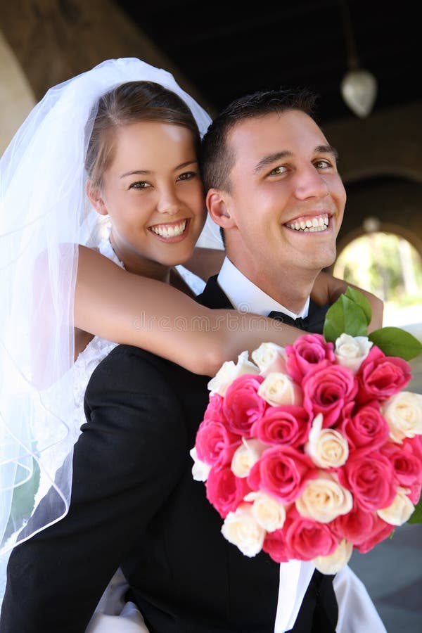 Bride and Groom Kissing at Wedding Stock Image - Image of diversity ...