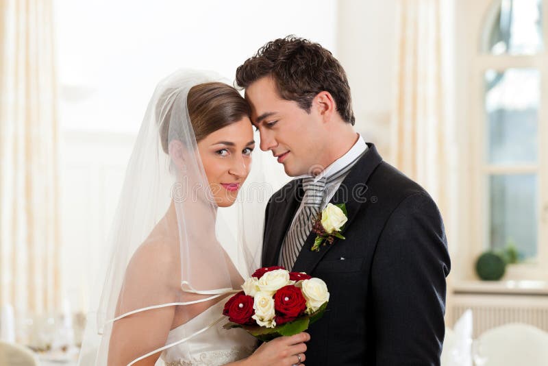 Bride and Groom at Wedding Day Stock Image - Image of butonniere ...