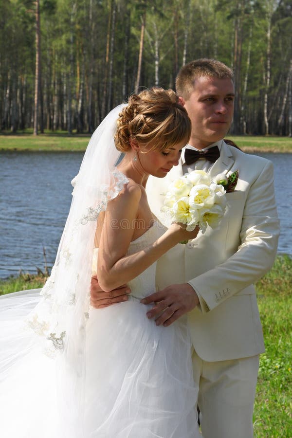 Bride and groom stock image. Image of life, blue, couple - 32331143