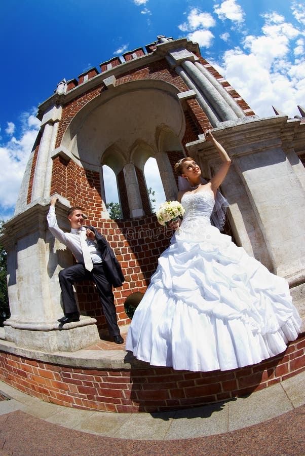 Bride and Groom at a Wedding Walk Stock Image - Image of together ...