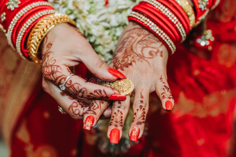 Bride Hands with Mehendi and Bangles Stock Photo - Image of marriage ...