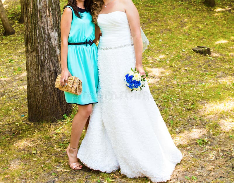 Bride with her friend stock photo. Image of charming - 68046118