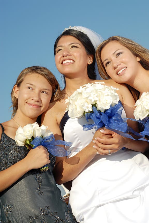 Bride and her sisters stock image. Image of bridesmaid - 6504177