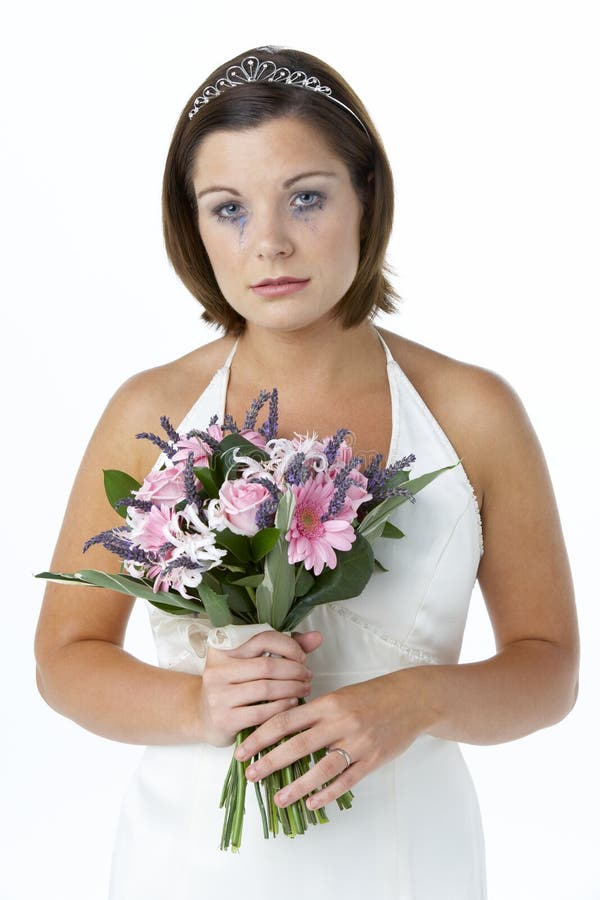 Bride Holding Bouquet and Crying Stock Photo - Image of unhappy, tears ...