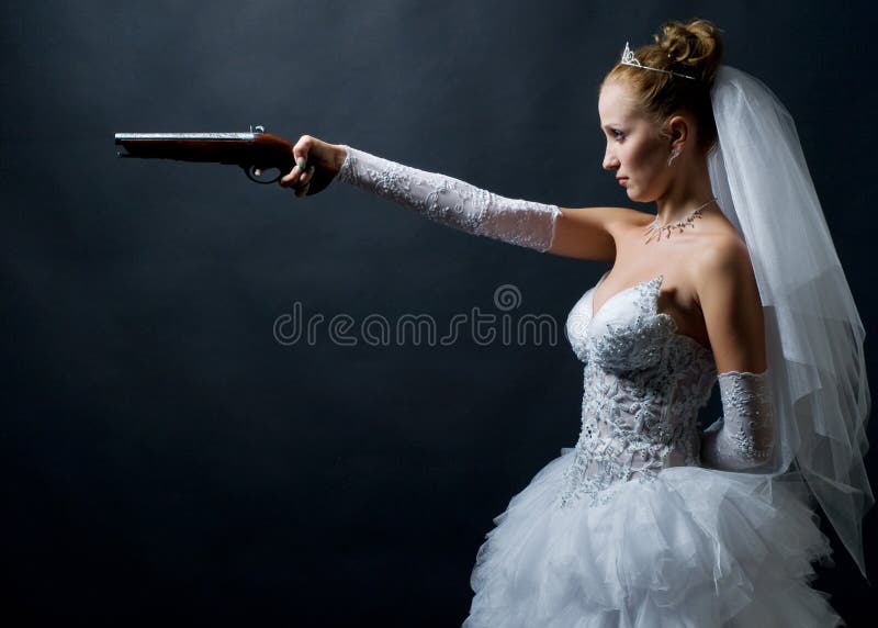Bride holding old gun stock photo. Image of glamour, beautiful - 11377742