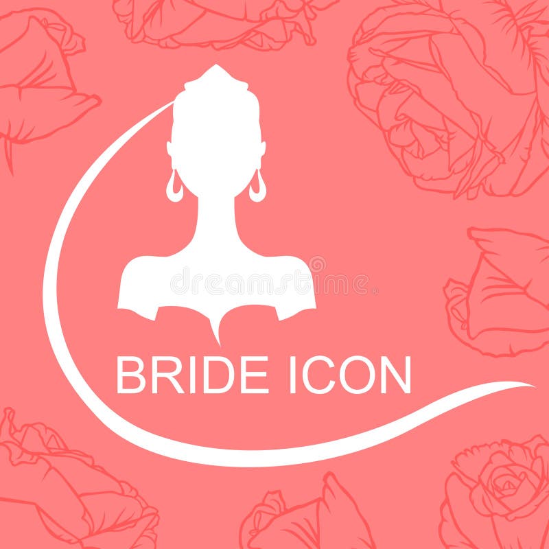 Bride icon in roses stock vector. Illustration of icon - 69741333