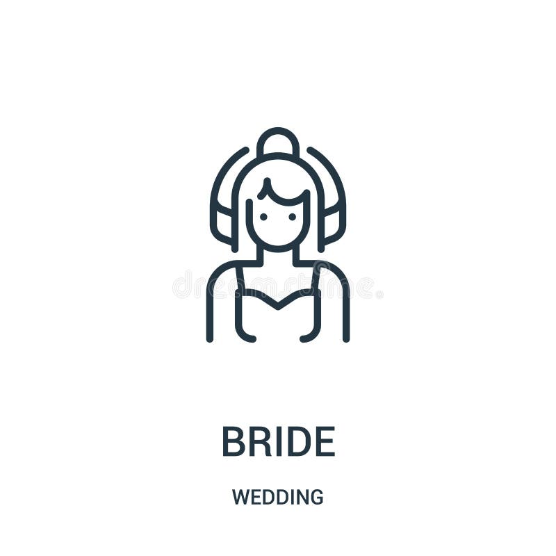 Bride Icon Vector from Wedding Collection. Thin Line Bride Outline Icon ...