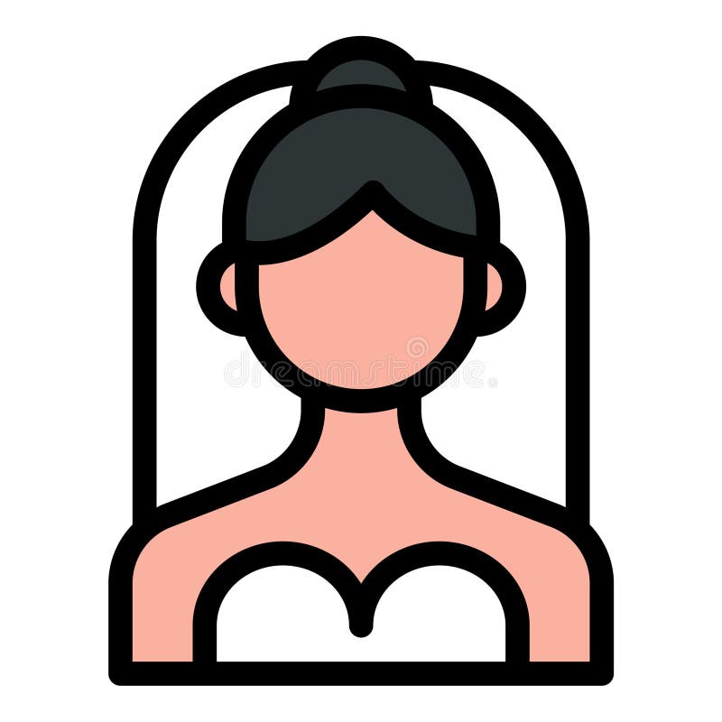 Bride Icon Wedding and Celebration in Flat Line Color Style Stock ...