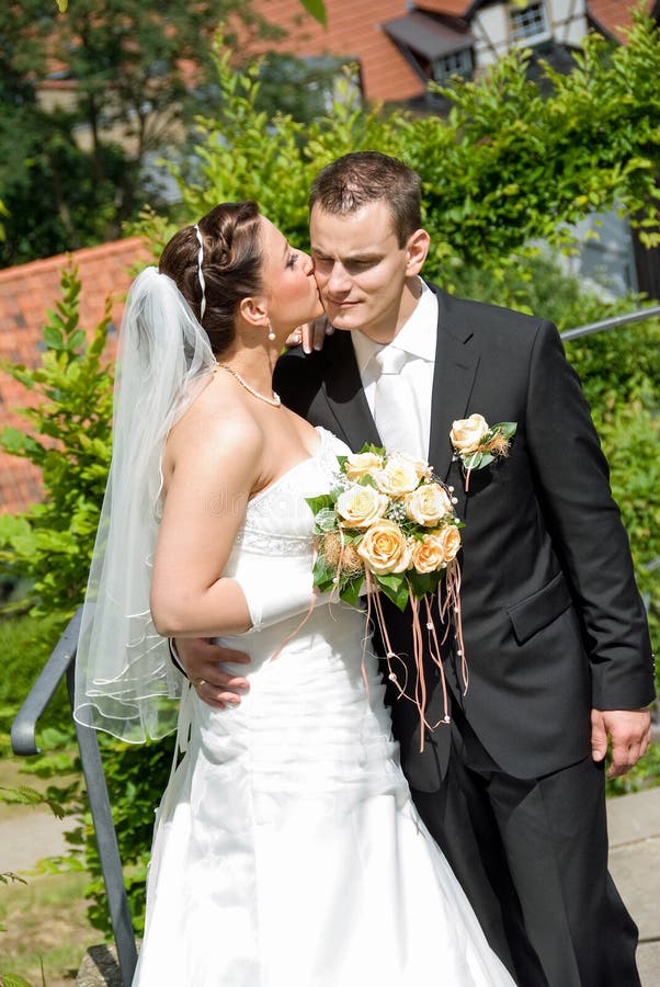 Bride kiss man stock photo. Image of happy, hair, holiday - 27698168