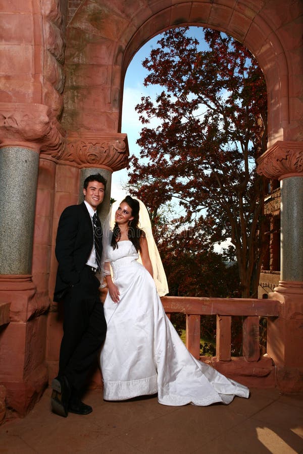 Bride Looking Up at Her Groom Adoringly Stock Image - Image of outside ...