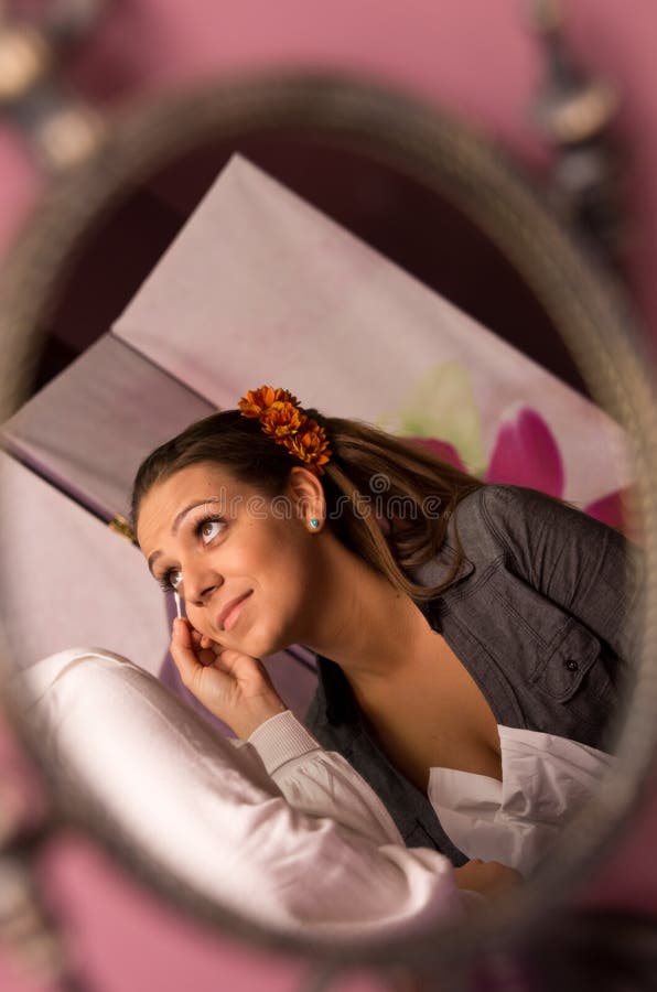 Bride makeup in the mirror stock photo. Image of beautiful - 78103116