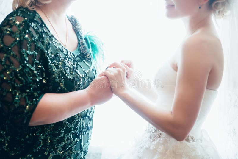 Bride with Mother Wedding Hand Stock Photo - Image of dress, adult ...