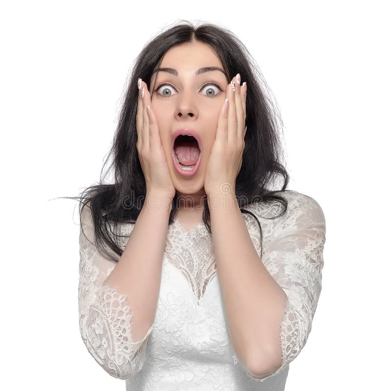Bride Opened Her Mouth in Surprise. Stock Photo - Image of ecstatic ...