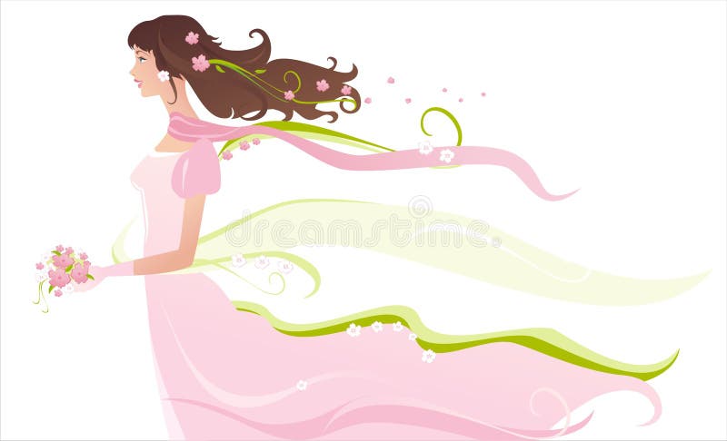 Bride in pink stock vector. Illustration of fashion, betrothal - 12173673