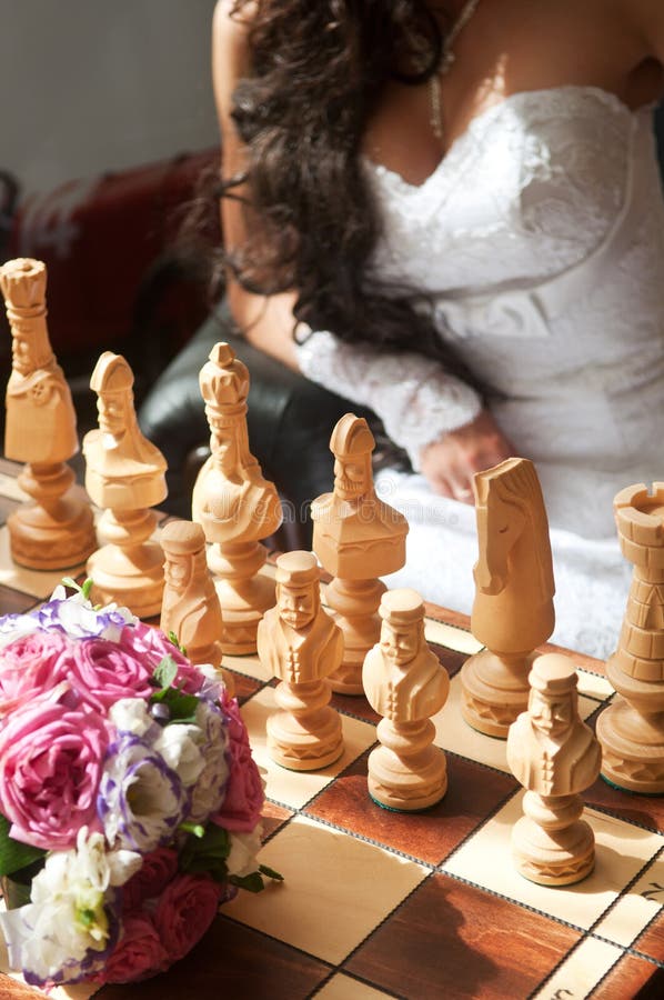 Bride play chess stock image. Image of competition, chessman - 28792543