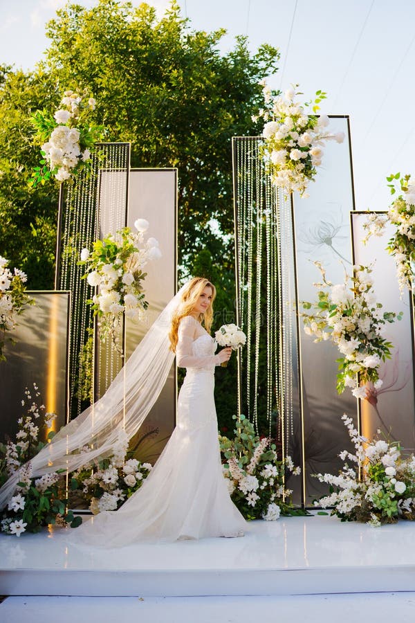 The Bride on the Podium for Off-site Registration. Stock Image - Image ...