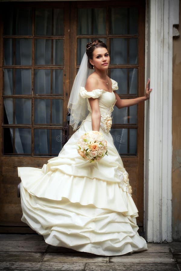 Bride portrait stock photo. Image of light, forest, bouquet - 16722996