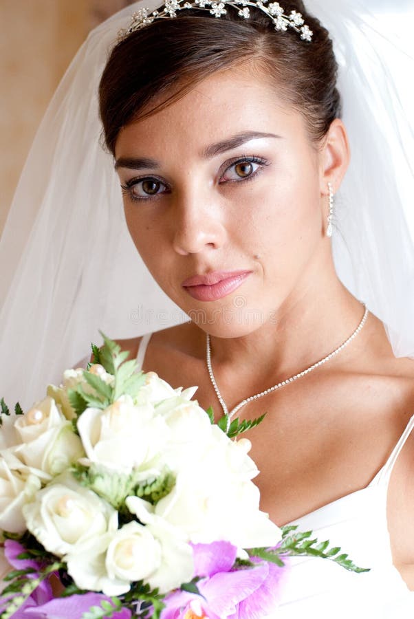 Bride portrait stock image. Image of colour, face, dress - 27268677