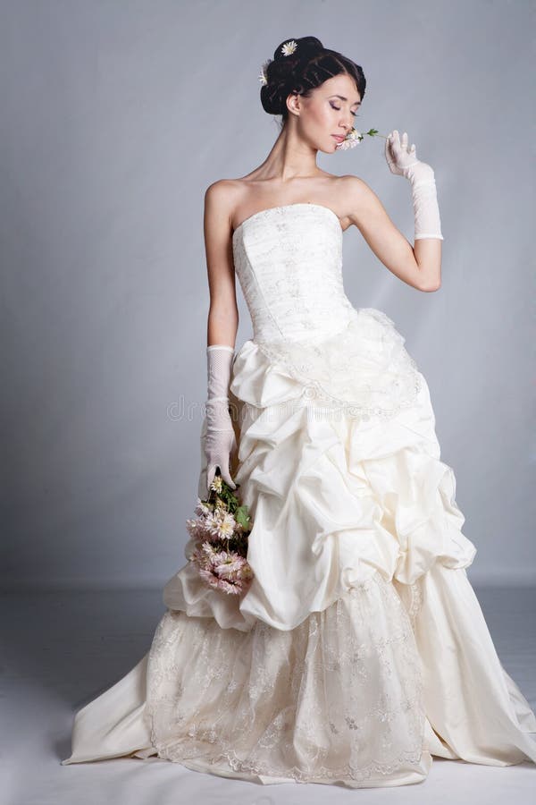 Bride portrait in studio stock photo. Image of looking - 64866726