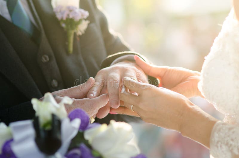 Bride Put the Wedding Ring on Groom S Hand Stock Image - Image of ...
