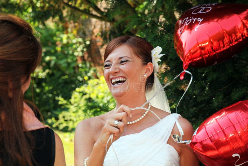Bride with red balloons stock image. Image of marriage - 20709601