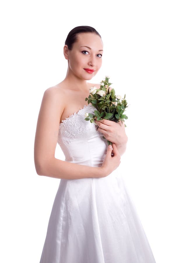 Bride with rose stock photo. Image of married, emotion - 14443716
