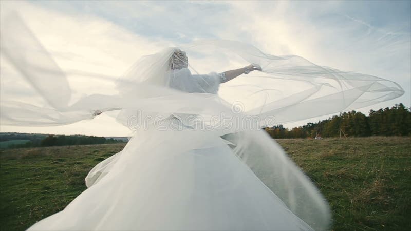 Bride S Bridal Veil Blowing in the Wind Stock Footage - Video of ...