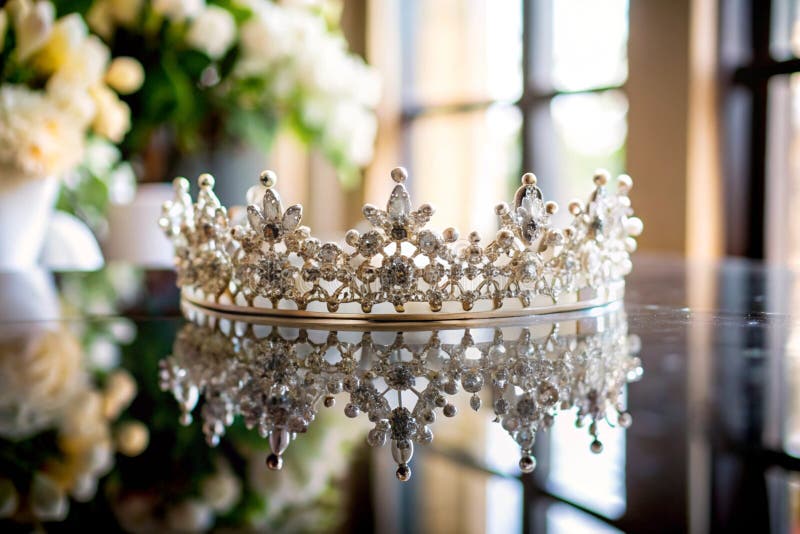 Bride S Crown on Table with Reflection Stock Illustration ...