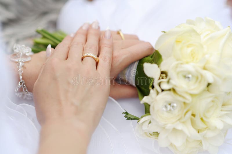 Bride S Hand with a Wedding Ring Stock Image - Image of ceremony ...