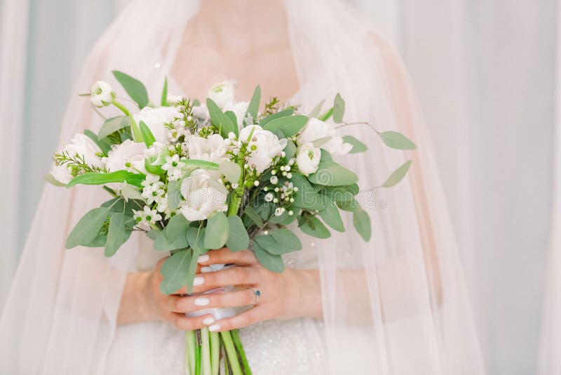 Bride`s Hands Hold Beautiful Bridal Bouquet Stock Image - Image of ...