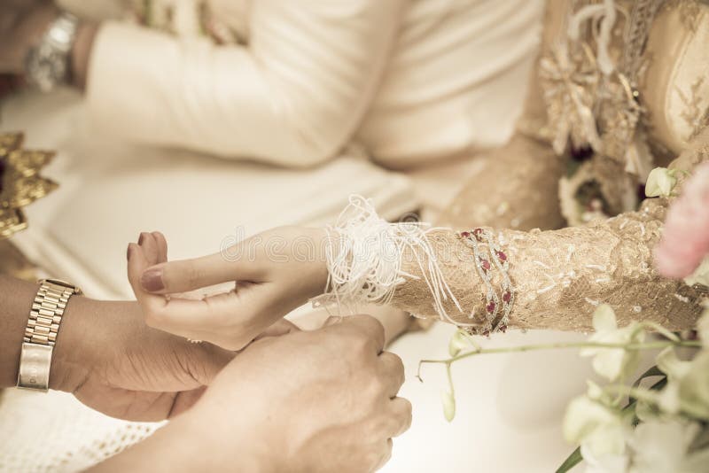 The Brides Hands are Tied with Thread Stock Photo - Image of blossom ...