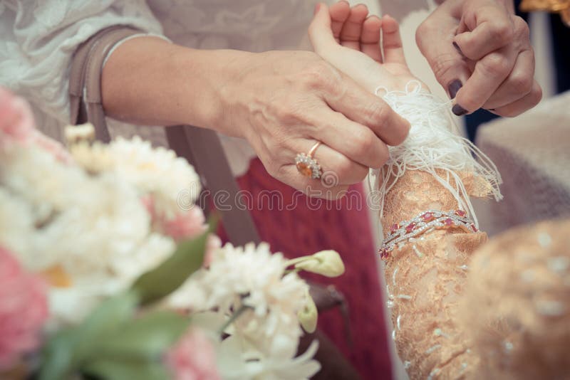 The Brides Hands are Tied with Thread Stock Image - Image of nuptials ...