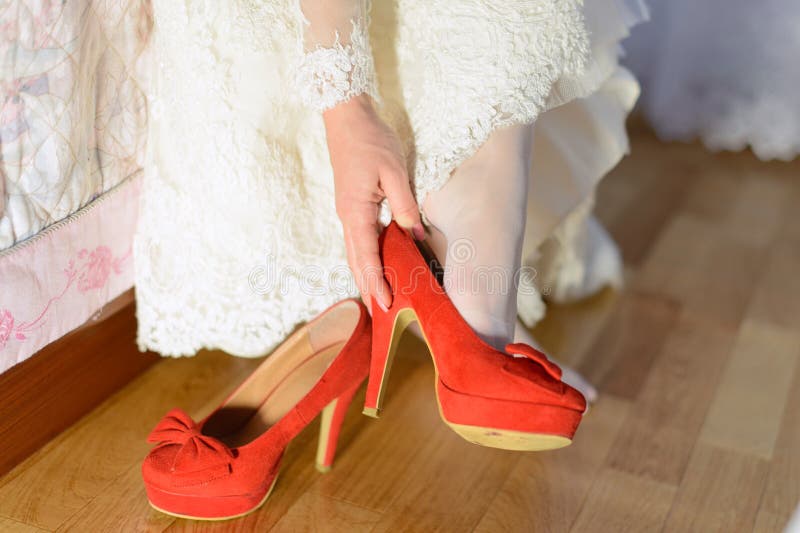 Bride s Red Shoes stock image. Image of fashion, female - 36219807