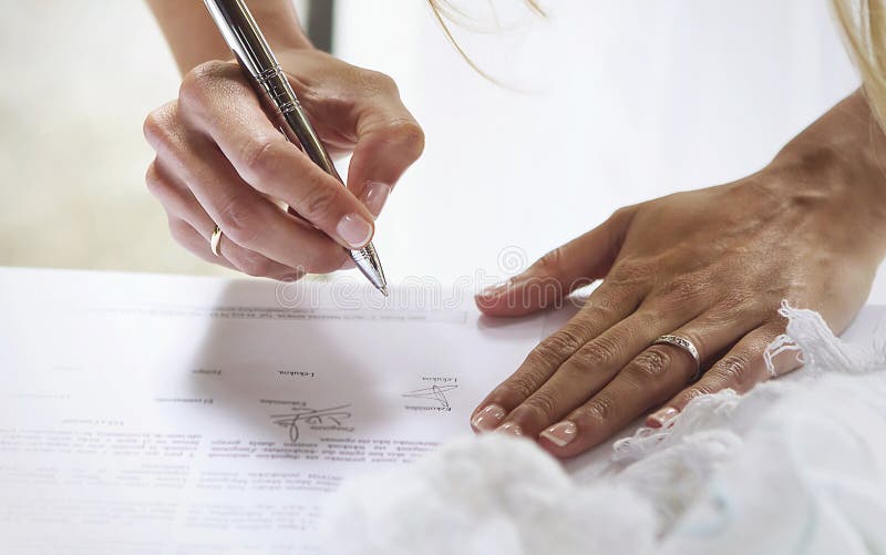 Bride`s signature stock photo. Image of ceremony, ornament - 86913894