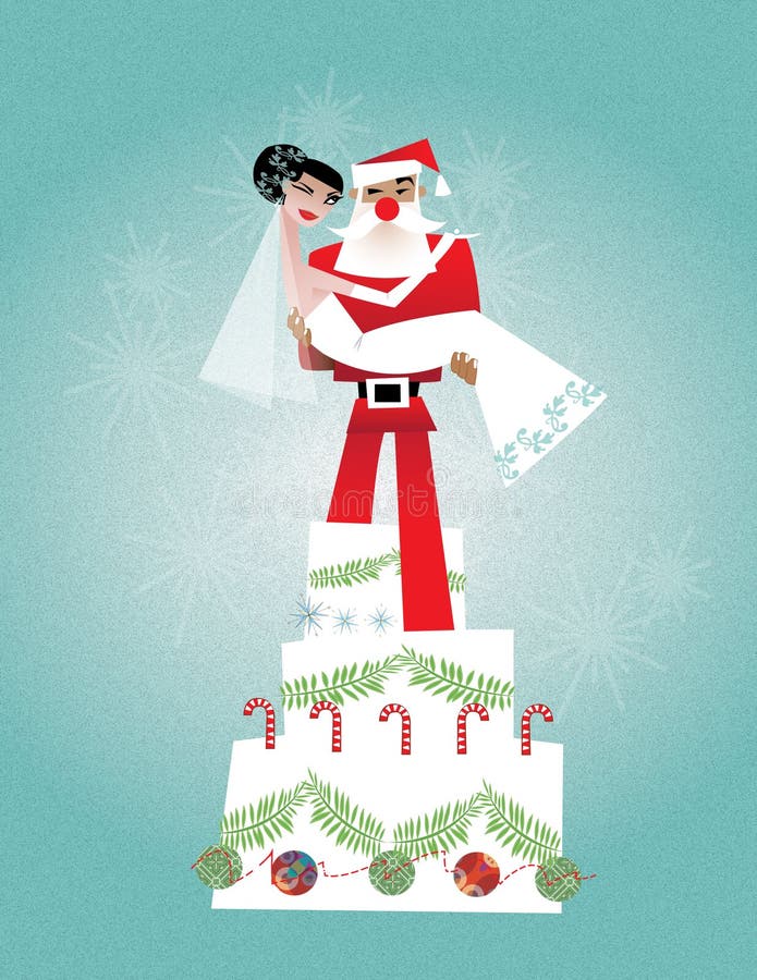 Bride with Santa stock illustration. Illustration of cake - 20677172