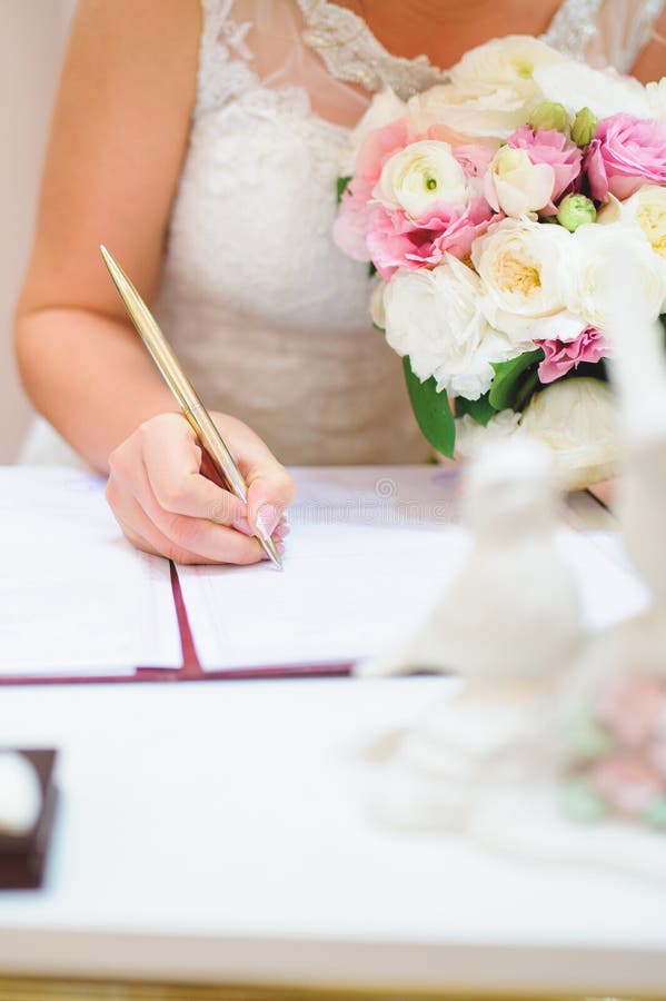 Bride Signing Certificate stock image. Image of beauty - 36036079