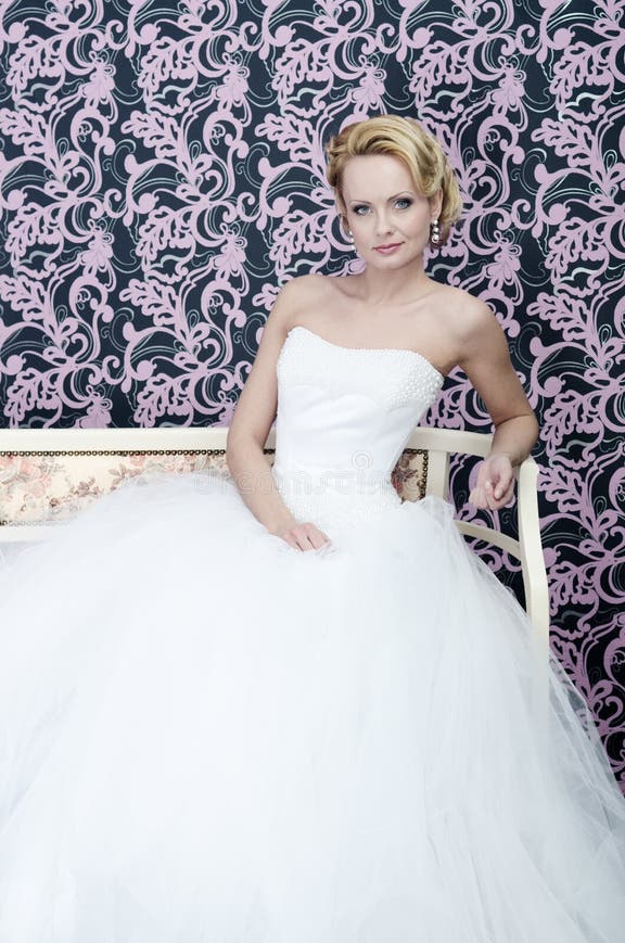 Bride Sitting with Slight Smirking Stock Image - Image of bride ...