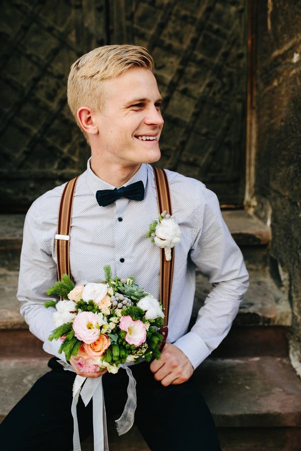 Bride Sitting on Stone Steps Stock Image - Image of colorful, sitting ...