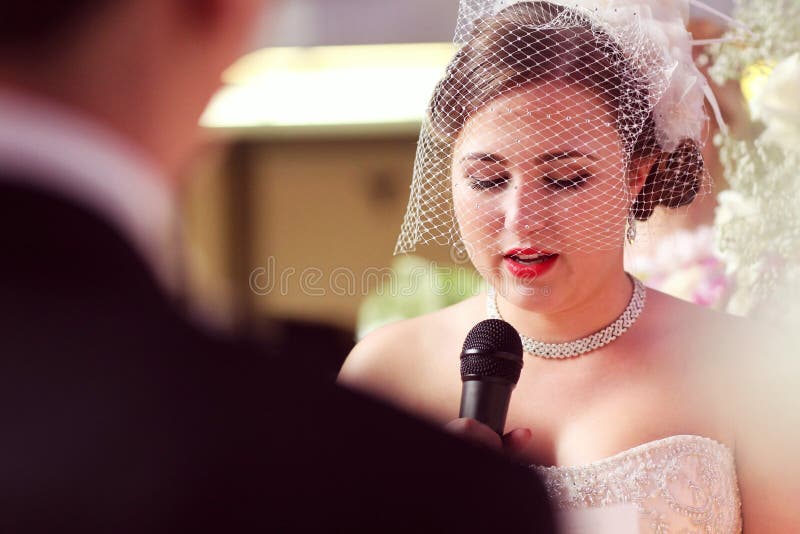 Bride speaking or singing stock image. Image of beautiful - 39833509