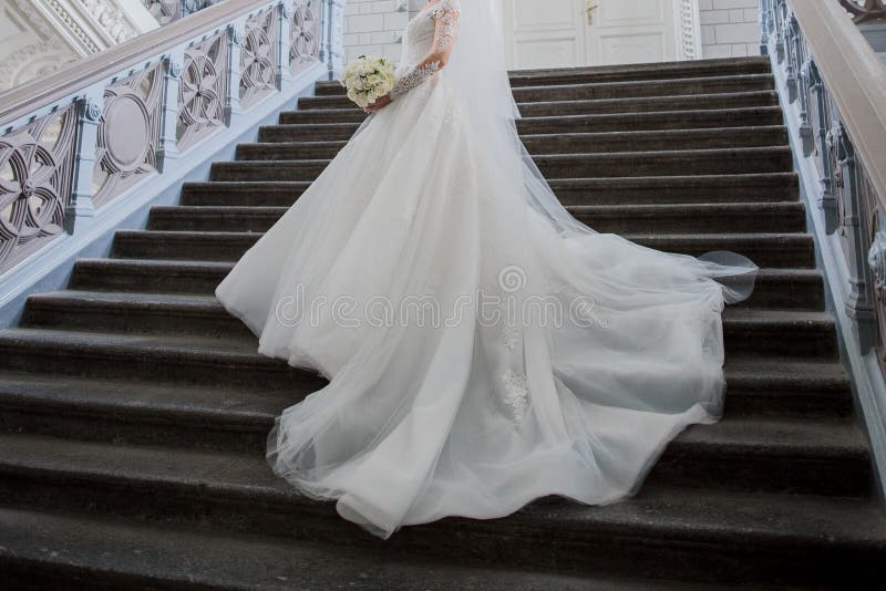 Bride in a Wedding Dress in an Old Building Stock Image - Image of ...