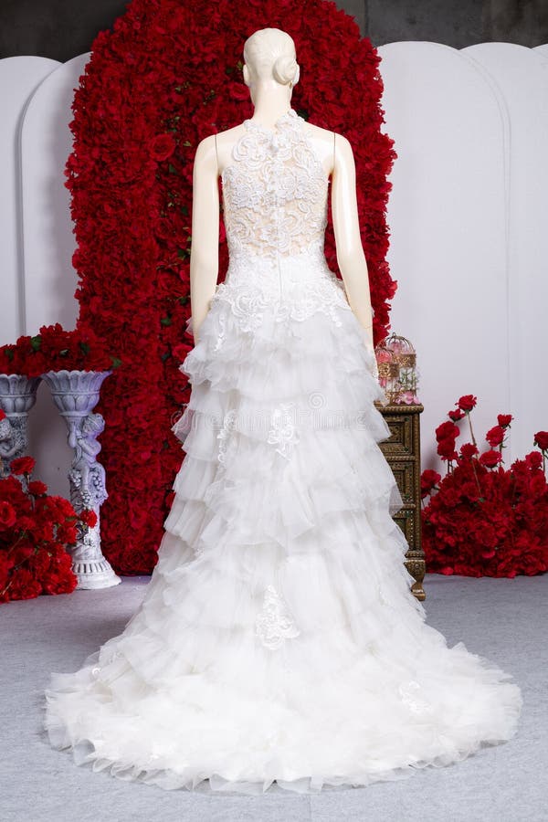 Bride Wedding Dress Vintage Style in Studio Stock Image - Image of ...