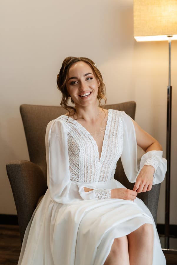 Bride in a White Dress at the Training Camp Stock Photo - Image of ...