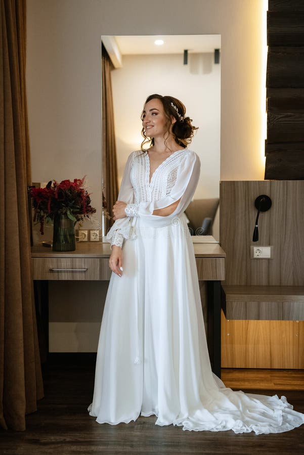 Bride in a White Dress at the Training Camp Stock Photo - Image of ...