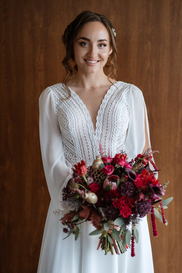 Bride in a White Dress at the Training Camp Stock Photo - Image of ...