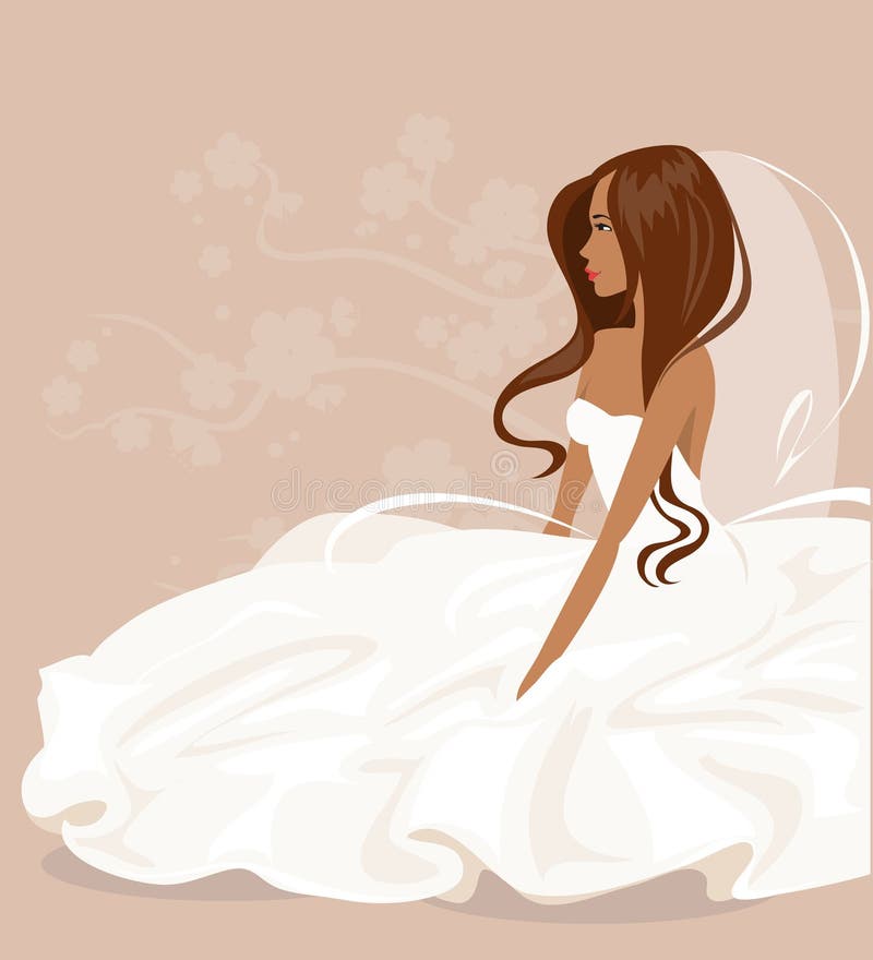 The Bride in a White Dress. Vector Illustration Stock Vector ...