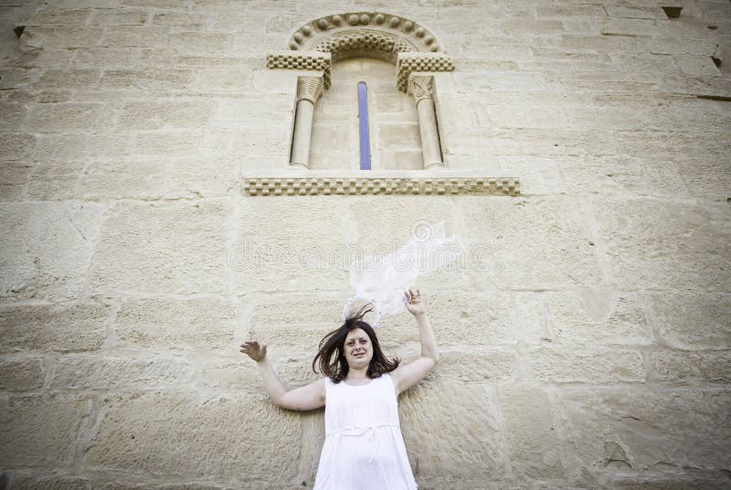 Bride in the wind. stock photo. Image of romance, outdoor - 20905588