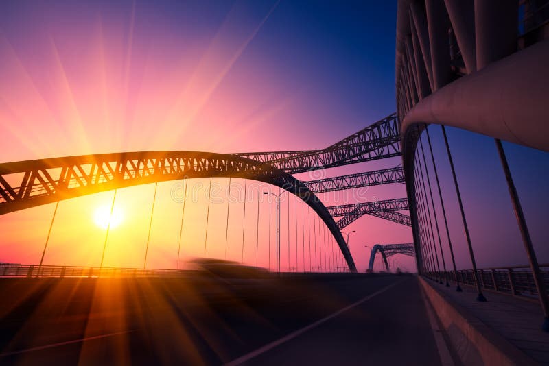 360 Bridge or Pennybacker Bridge Sunset Panoramic Stock Photo - Image ...