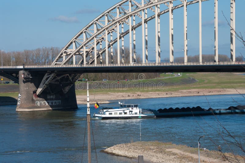 Bridge Over River Waal In Nijmegen Stock Photo - Image of bridge, dawn ...